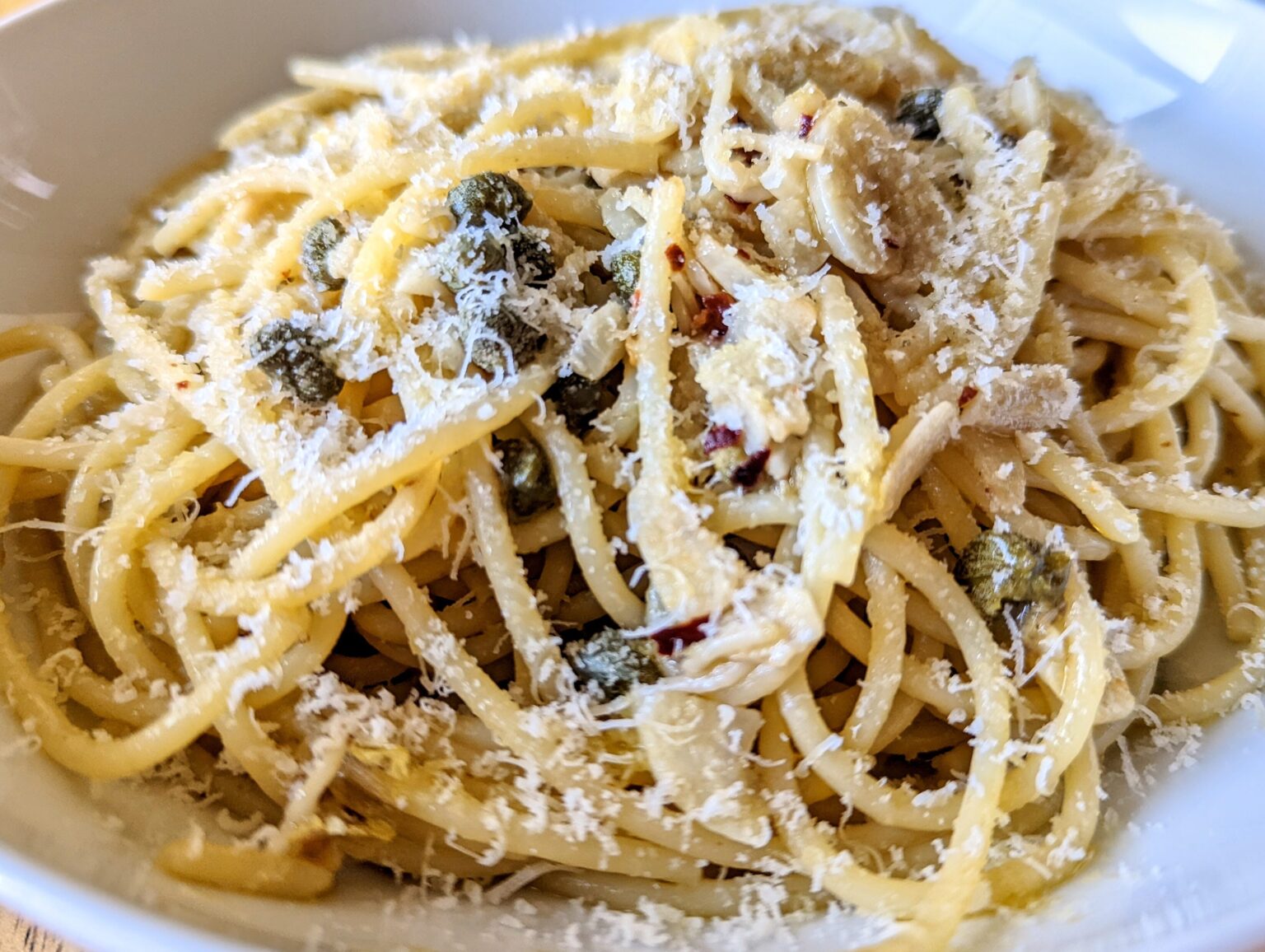 Simple Anchovy and Caper Spaghetti - Spicy Gelato Kitchen